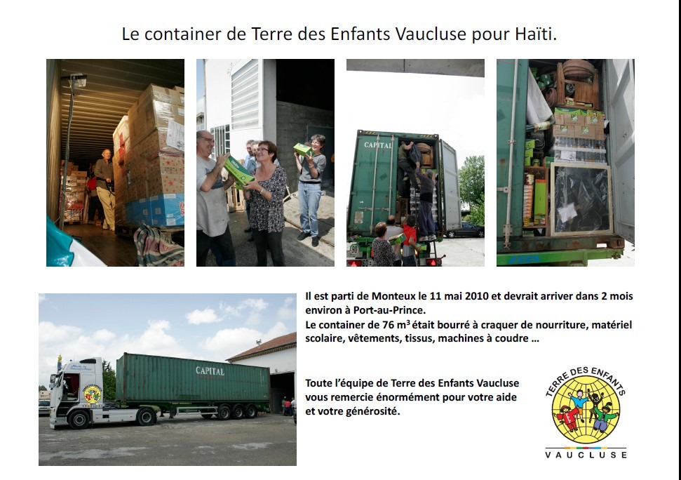 Le container de Terre des enfants Vaucluse pour Haïti - Terre des ...